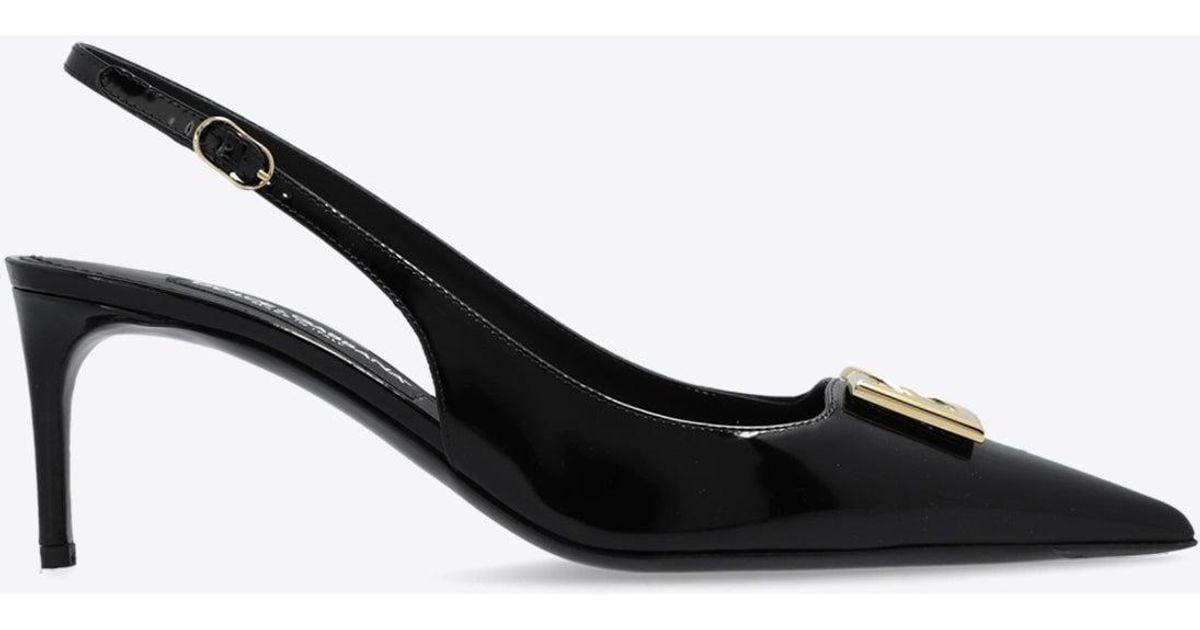 Dolce & Gabbana Lollo 60 Dg Logo Slingback Pumps in White | Lyst