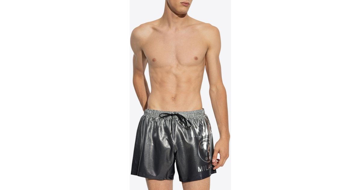 Moschino Double Question Mark Laminated Swim Shorts in Blue for Men | Lyst