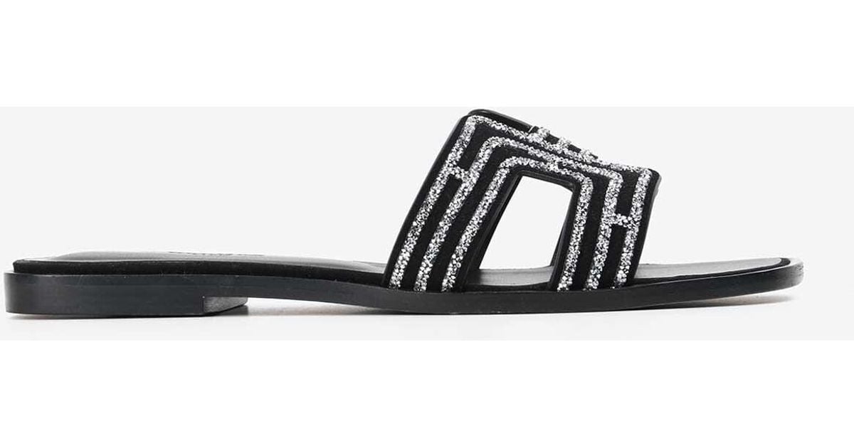 Hermès Oran H Cut-out Crystal-embellished Sandals in White | Lyst
