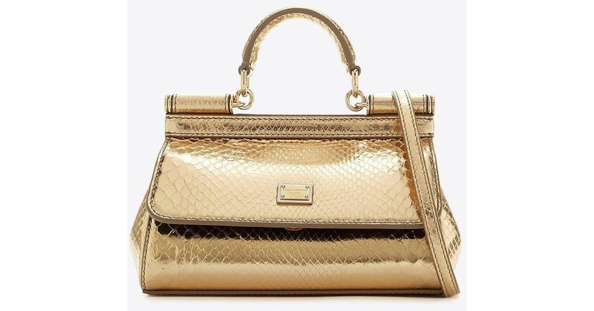Dolce & Gabbana Small Sicily Python Print Leather Top Handle Bag in ...