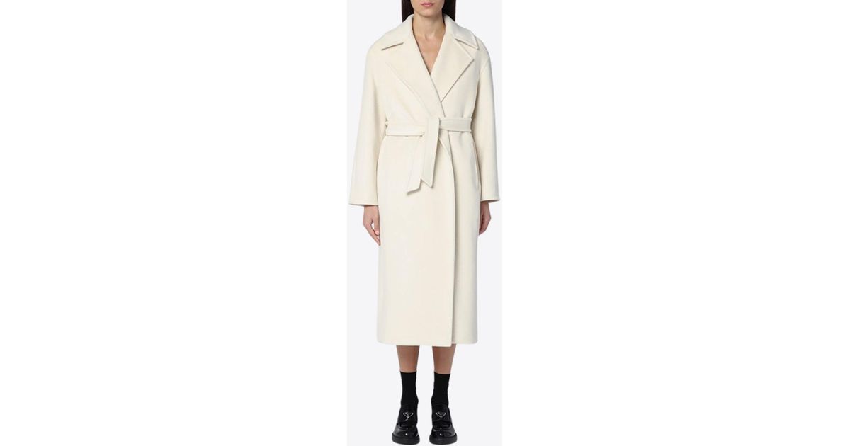 Max Mara Fragore Double-Breasted Coat in Natural | Lyst