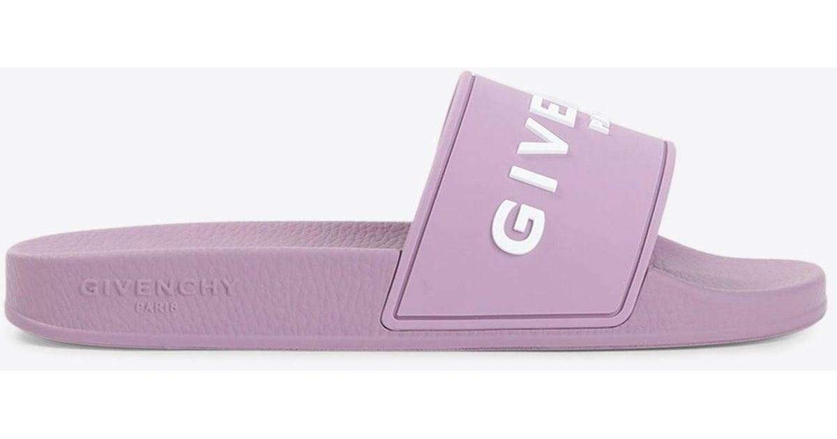 Givenchy Logo Rubber Slides in Purple | Lyst