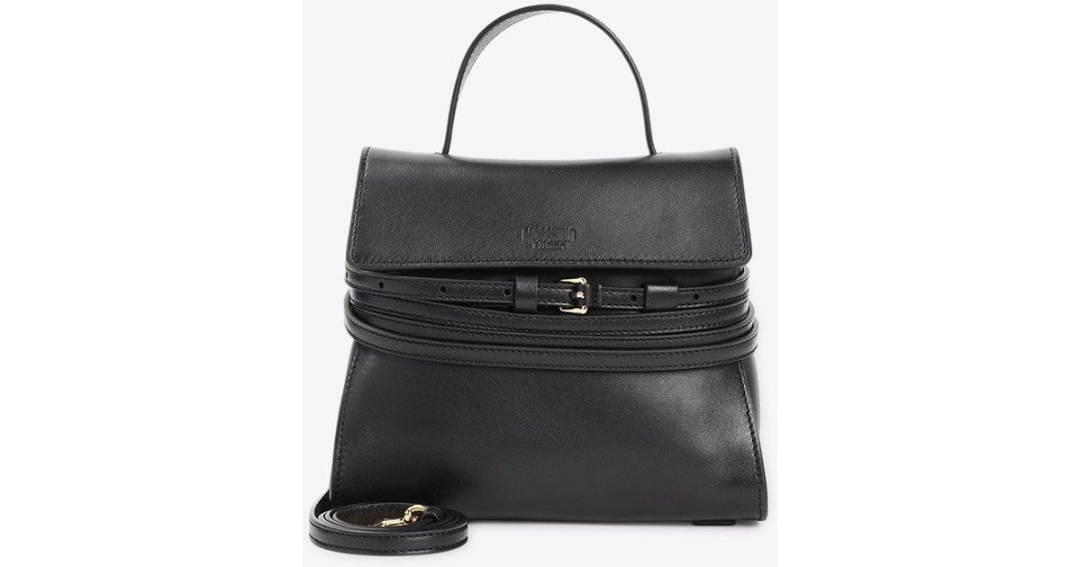 Moschino Small Tie Me Top Handle Bag in Black | Lyst