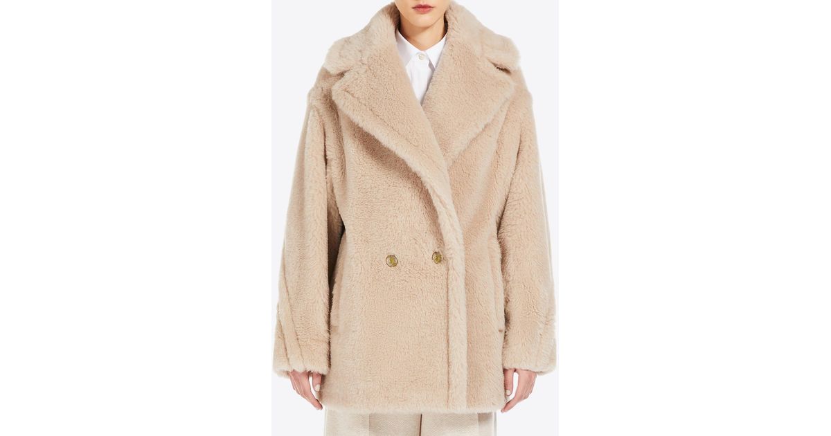 Max Mara Cuba Iconic Teddy Bear Alpaca And Wool Coat in Natural | Lyst