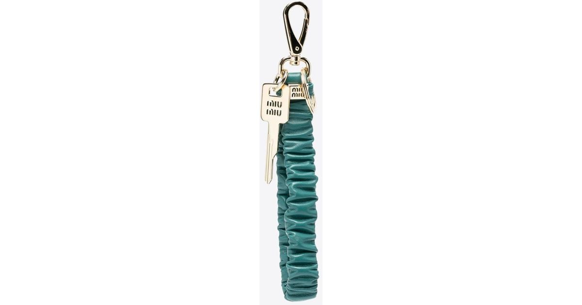 Miu Miu Quilted Effect Leather Key Ring in Blue | Lyst