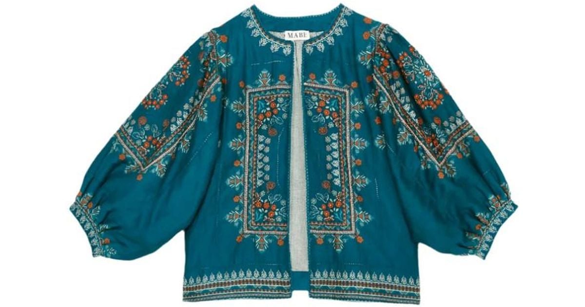 M.A.B.E Eden Silk Cotton Print Jacket in Blue | Lyst UK