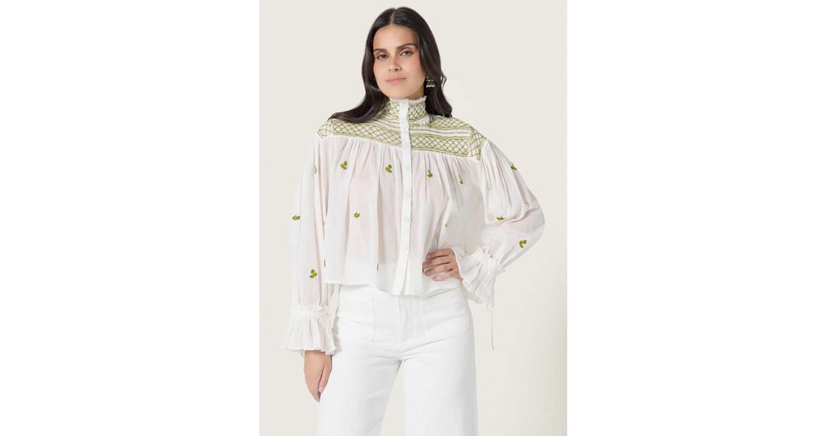 Scarlett Poppies Novelle Embroidered Top in White | Lyst UK