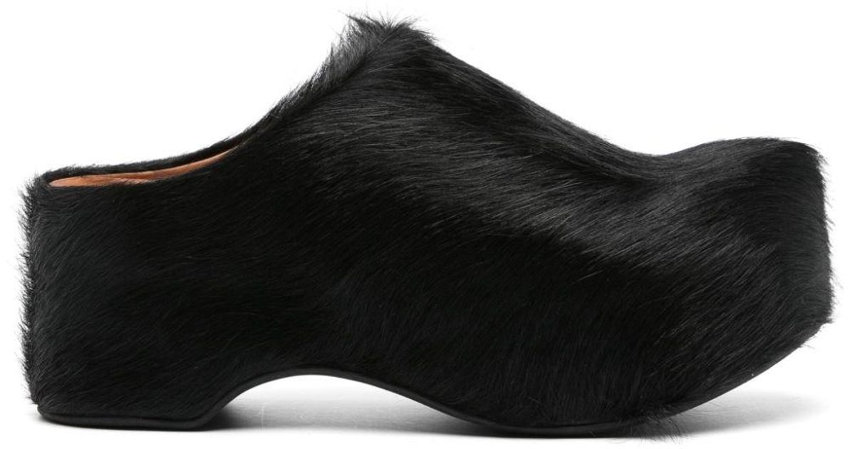 Marni Leather Sabot With Platform Sabot in Black | Lyst