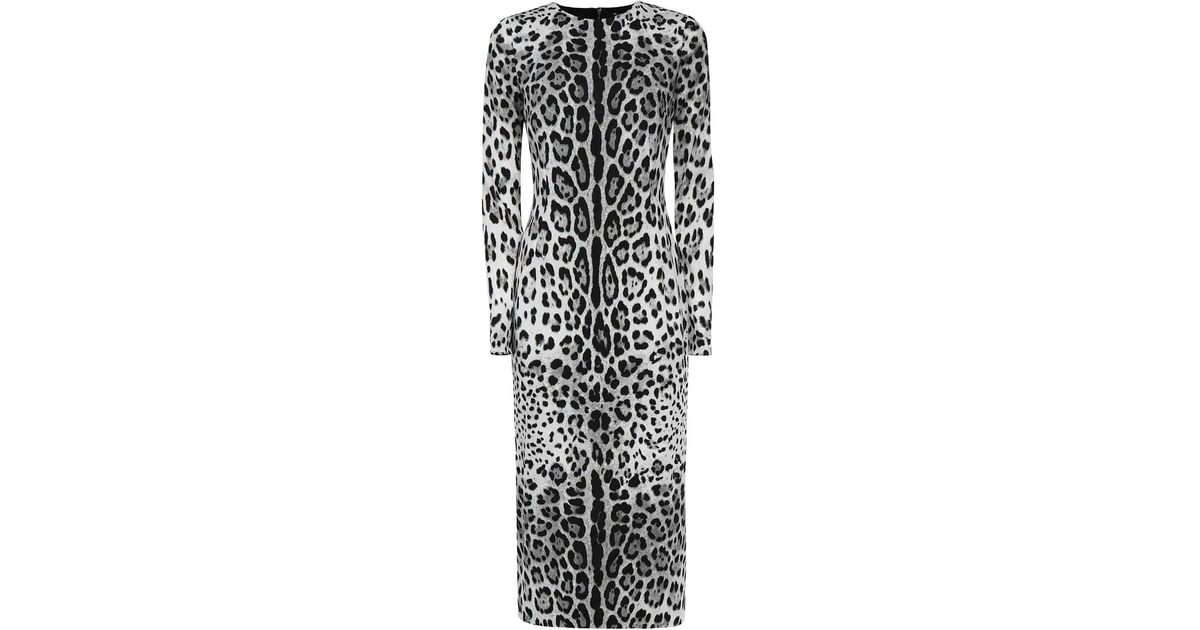 Dolce & Gabbana Leopard Print Longuette Dress | Lyst