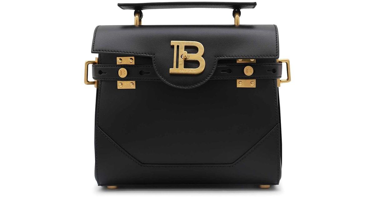 Balmain Leather Top Handle Bag in Black | Lyst