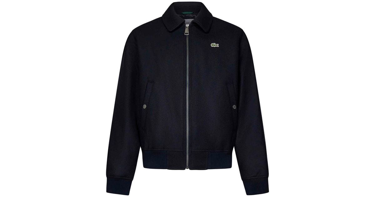 Lacoste Wool Blend Padded Aviator Jacket in Blue for Men | Lyst