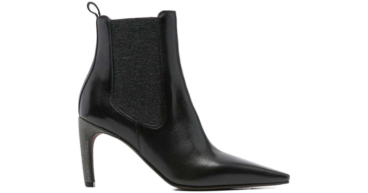 Brunello Cucinelli 80Mm Pointed Chelsea Boots in Black | Lyst UK
