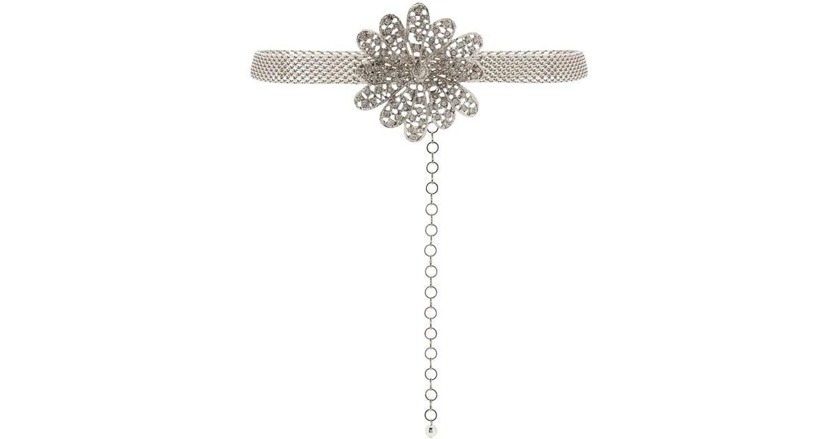 Alessandra Rich Chain Belt With Daisy Embellishment in White | Lyst UK