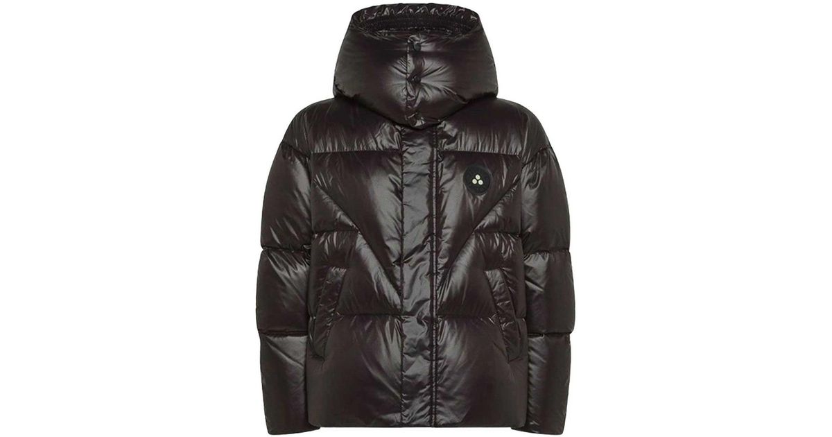 Peuterey Down Jacket With Hood And Logo in Black | Lyst