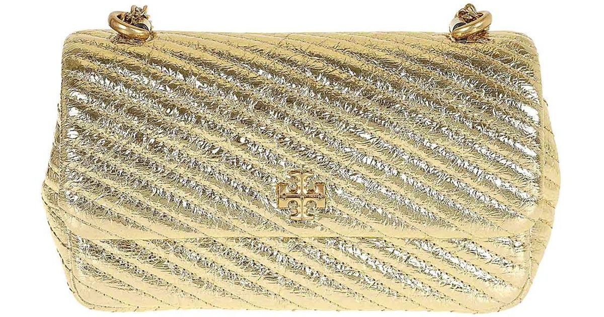 Tory Burch Kira Metallic Moto Quilt Mini Flap Bag | Lyst