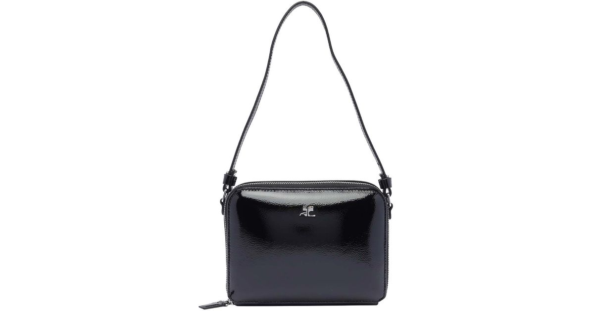 Courreges Mirror Chained Cloud Bag in Black | Lyst