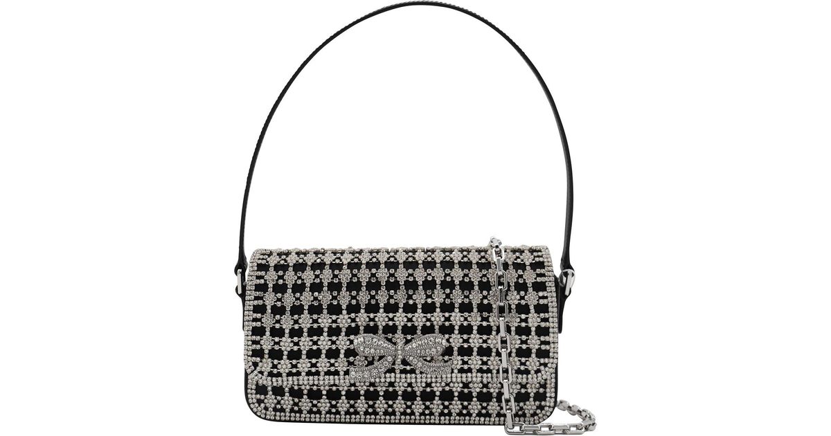 Self-Portrait Bow-Embellished Leather Top Handle Bag in Black | Lyst