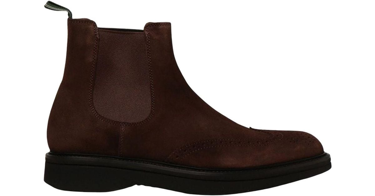 Green George Suede Ankle Boots With Motif in Brown for Men | Lyst UK