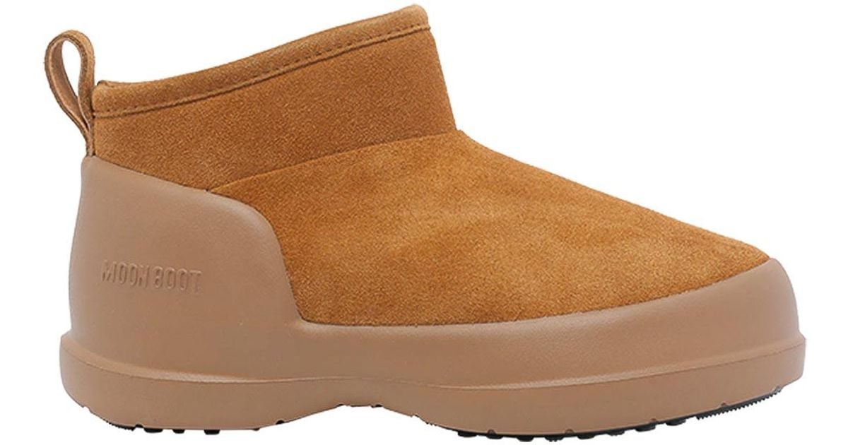 Moon Boot Mezzaluna Suede Low Boots in Brown | Lyst UK