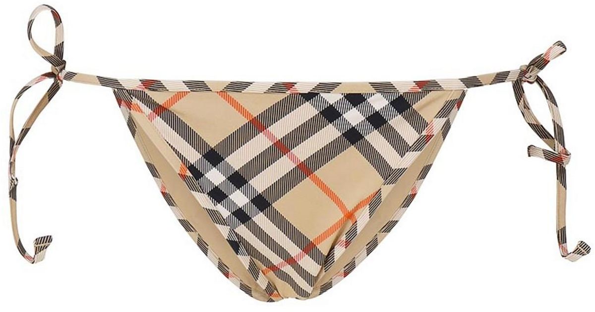 Burberry Slip Swimsuit In Nylon in Natural | Lyst UK