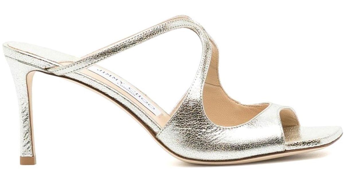 Jimmy Choo Champagne Leather Clogs With Glitter in Metallic | Lyst