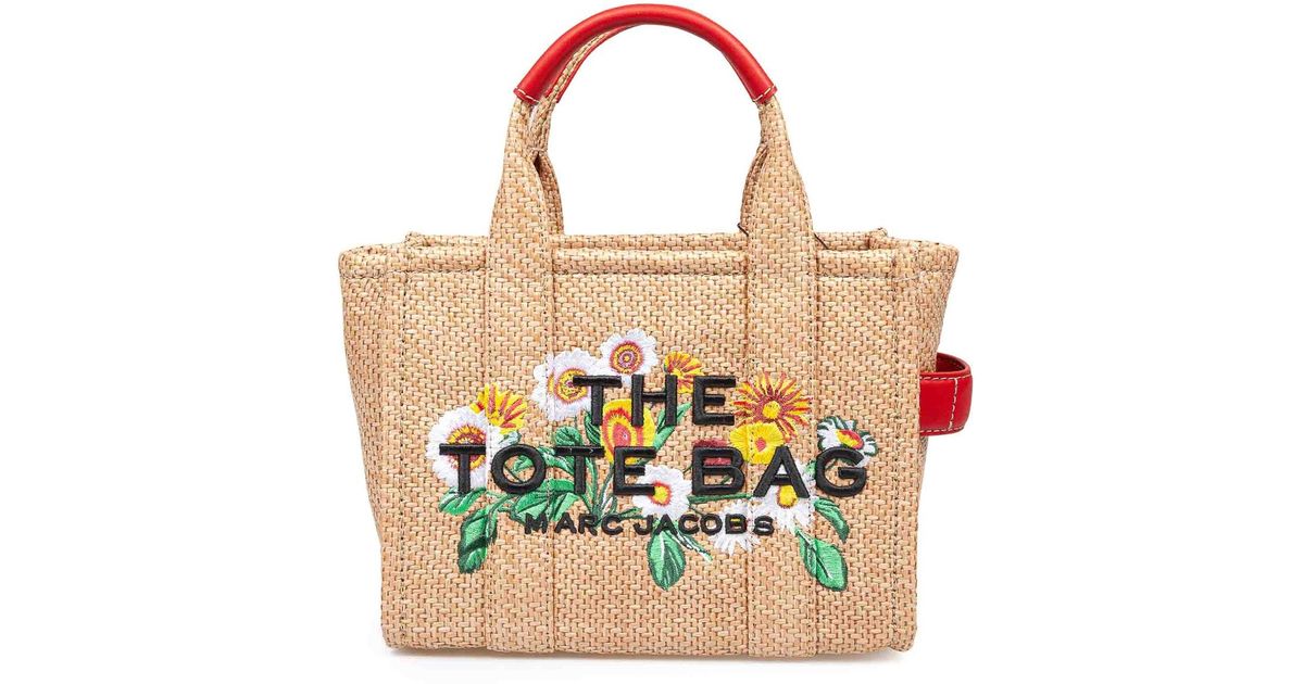 Marc Jacobs The Small Tote Bag Rafia With Embroidery in Natural | Lyst