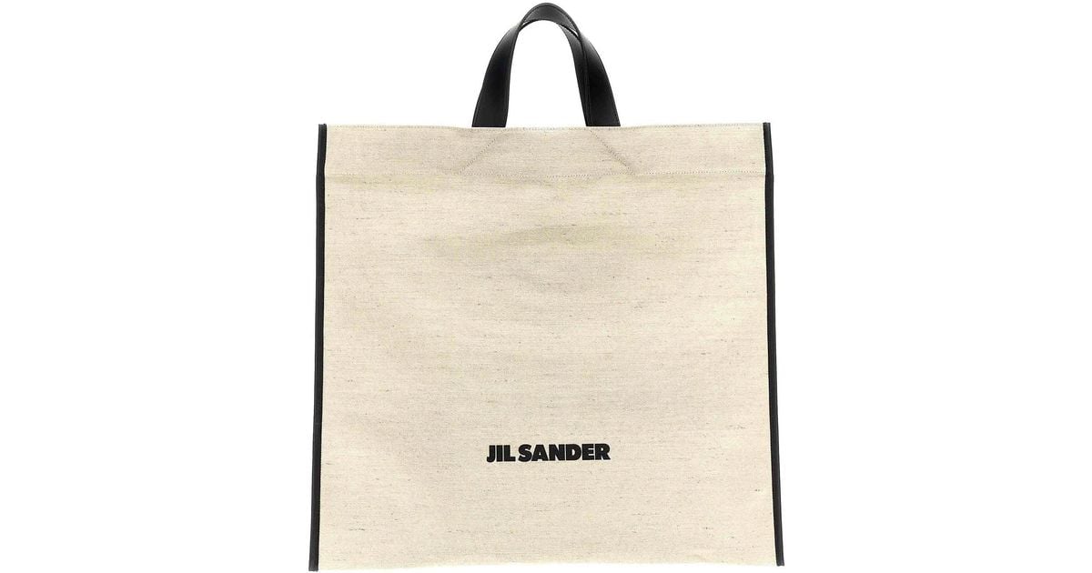 Jil Sander Border Book Tote Square Shopping Bag in Natural | Lyst