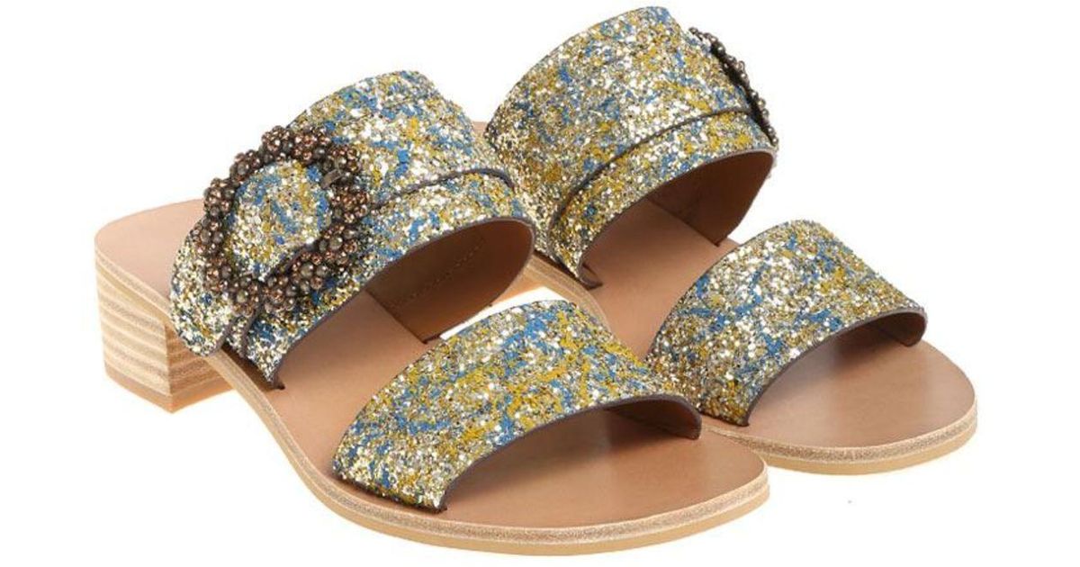 See By Chloé Leather Glitter Sandals | Lyst