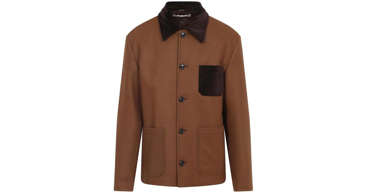 Marni Double Splittable Wool Felt Workwear Jacket in Brown for Men ...