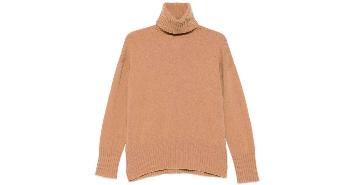 Alysi Wool Turtle-Neck Sweater in Natural | Lyst UK