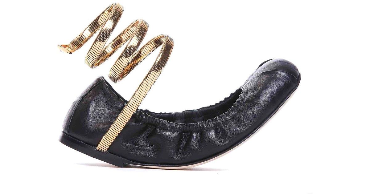 Rene Caovilla Juniper Flats in Black | Lyst