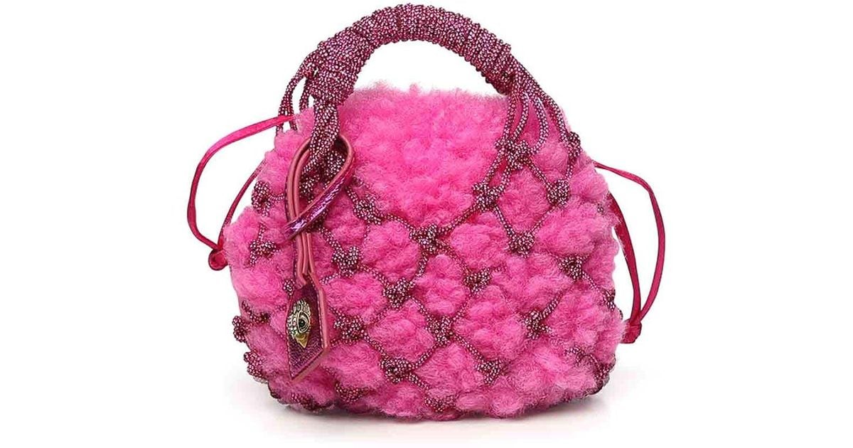 Kurt Geiger Mini Macram Bag With Crystals in Pink | Lyst UK