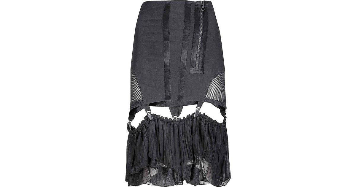 KNWLS Mesh Girdle Skirt With Velvet Tape Details in Black | Lyst UK