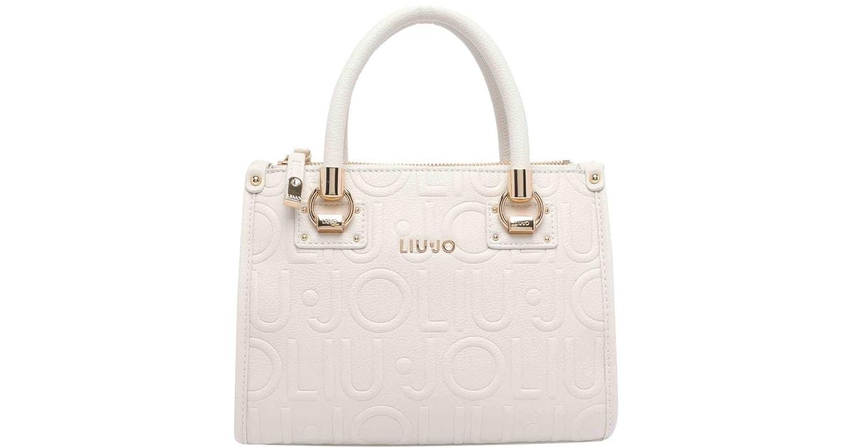 Liu Jo Small Logo Handbag in Natural | Lyst UK