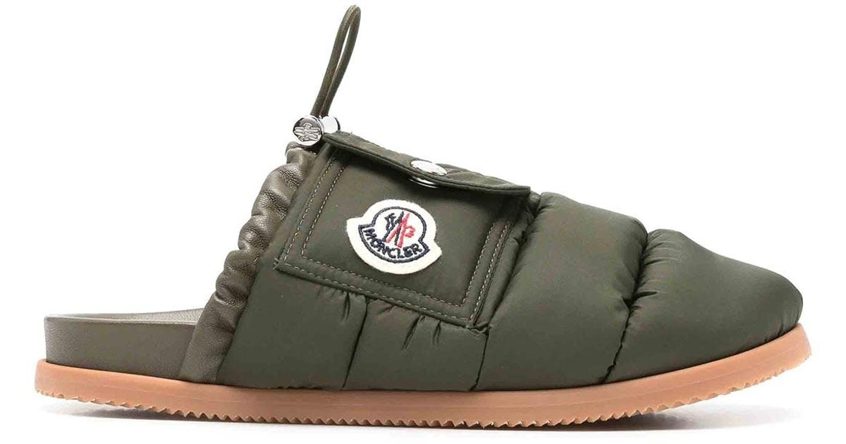 Moncler Padded Mules in Green | Lyst