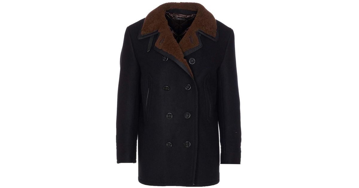 Tom Ford Japanese Melton Peacoat in Blue for Men | Lyst UK