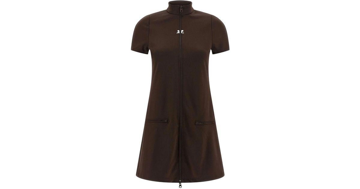 Courreges Interlock Tracksuit Mini Dress in Brown | Lyst UK