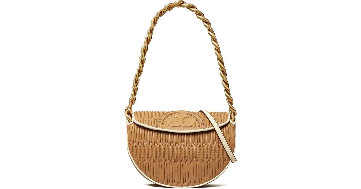 Tory Burch Fleming Crescent Moon Mini Bag in White | Lyst