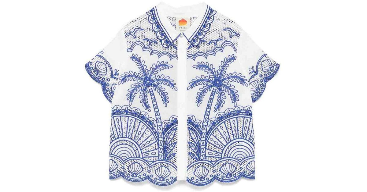 FARM Rio Motif-Embroidered Shirt in Blue | Lyst