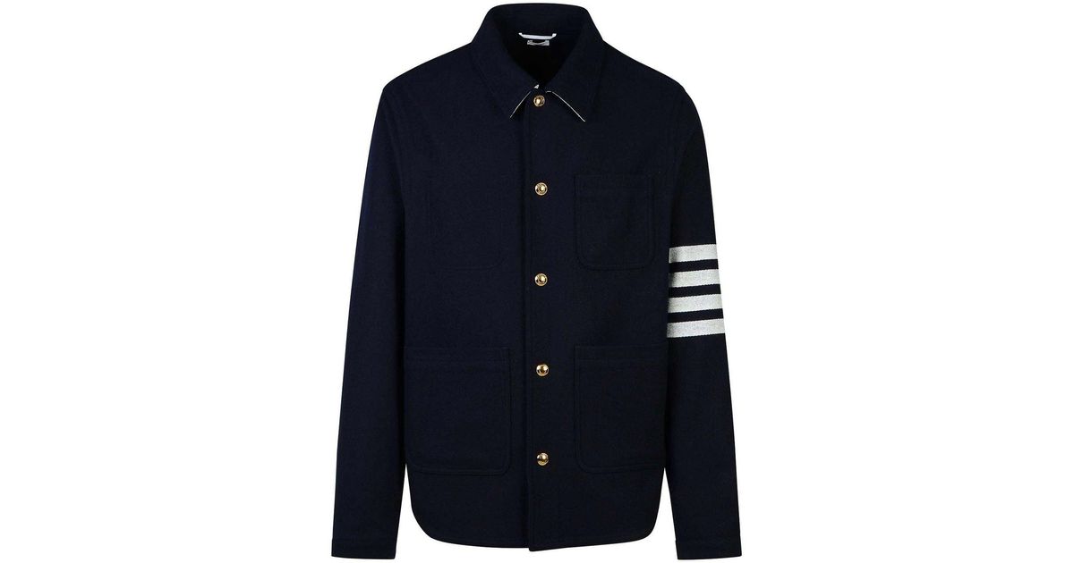 Thom Browne Wool Blend Jacket in Blue for Men | Lyst