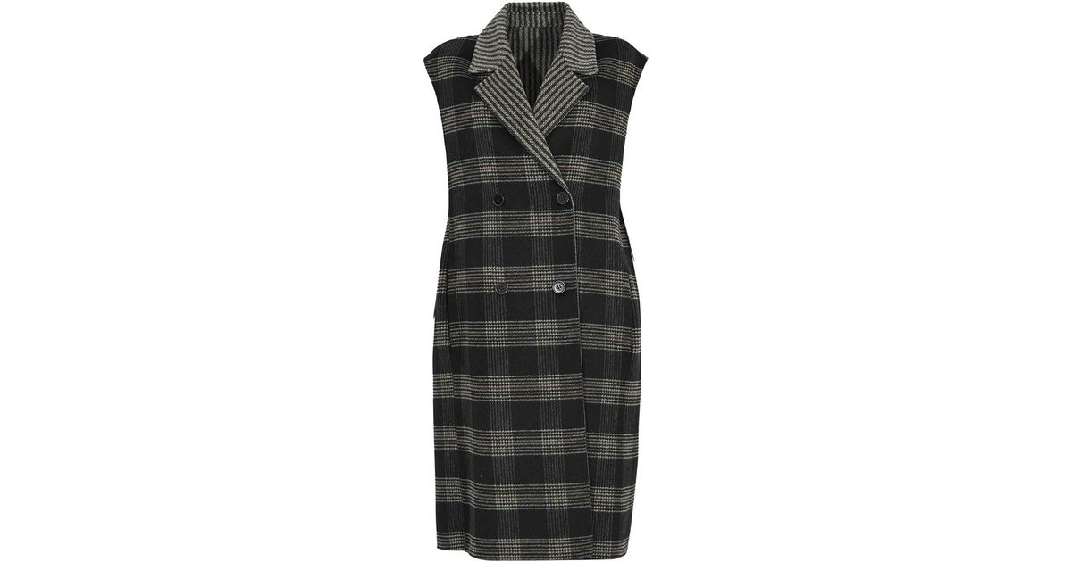 Twinset Long Reversible Wool Vest in Black | Lyst UK