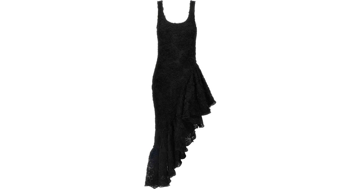 ROTATE BIRGER CHRISTENSEN 'Flower Mesh Ruffle' Dress in Black | Lyst UK