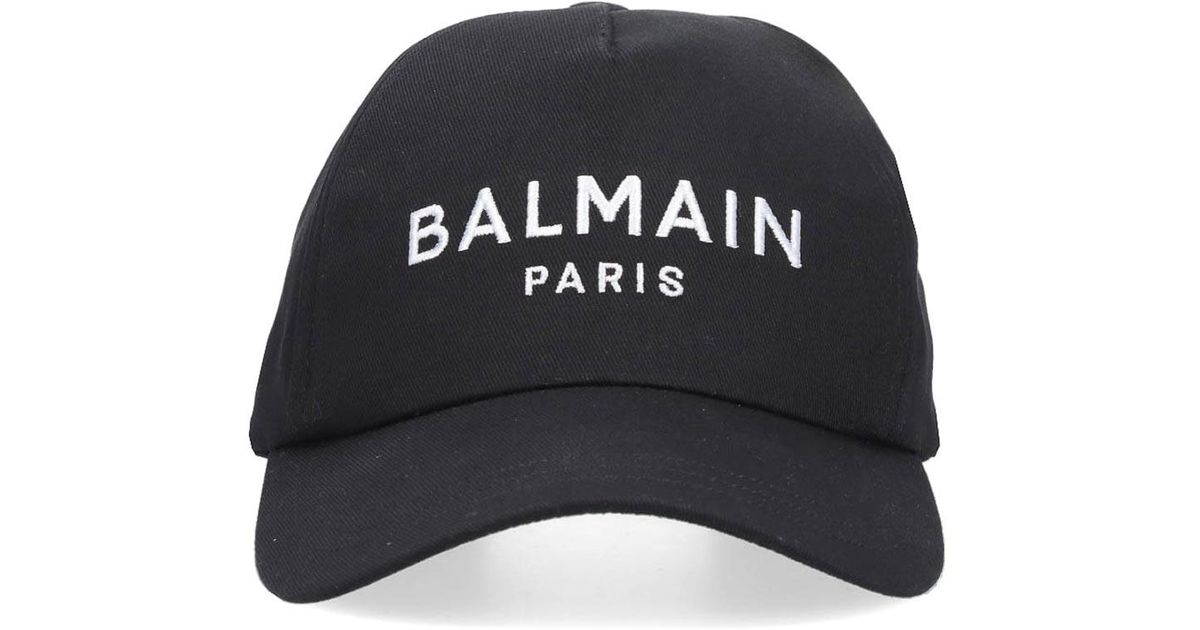 Balmain Baseball Logo Hat in Black | Lyst UK