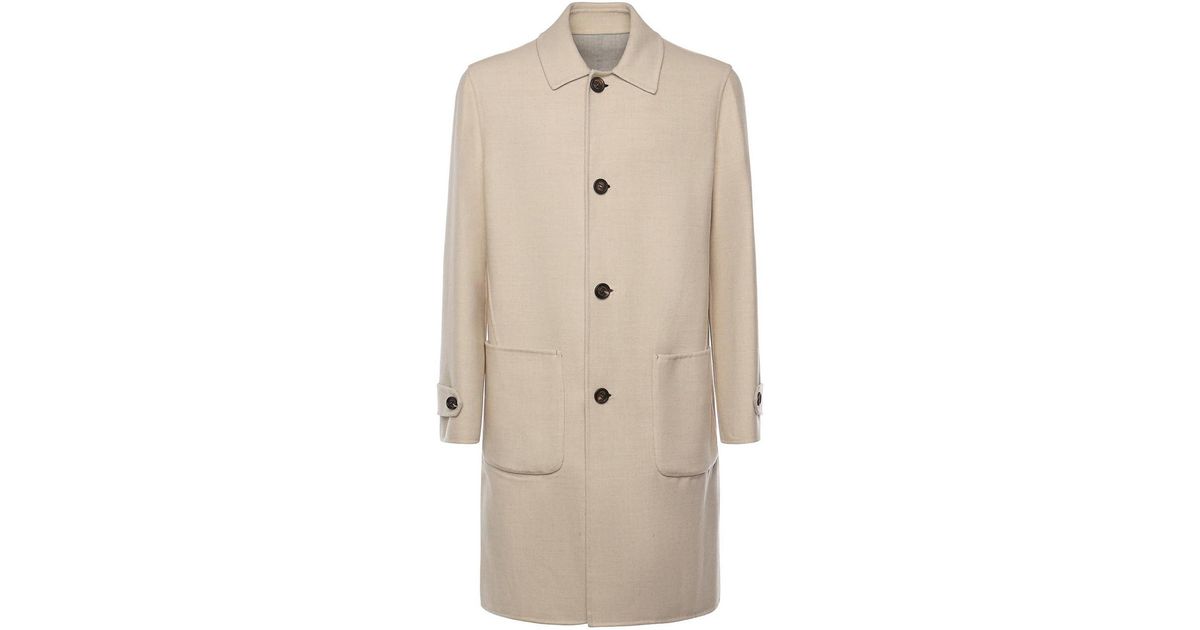 Eleventy Reversible Wool Coat in Natural for Men | Lyst UK