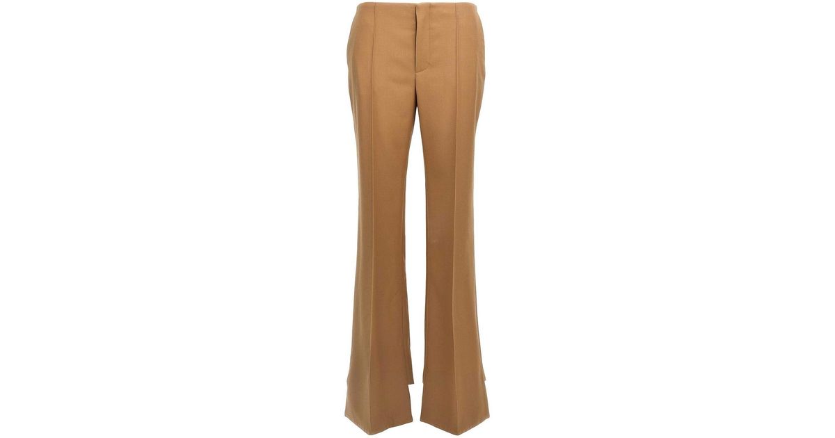 Chloé Asymmetrical Hem Pants in Natural | Lyst UK
