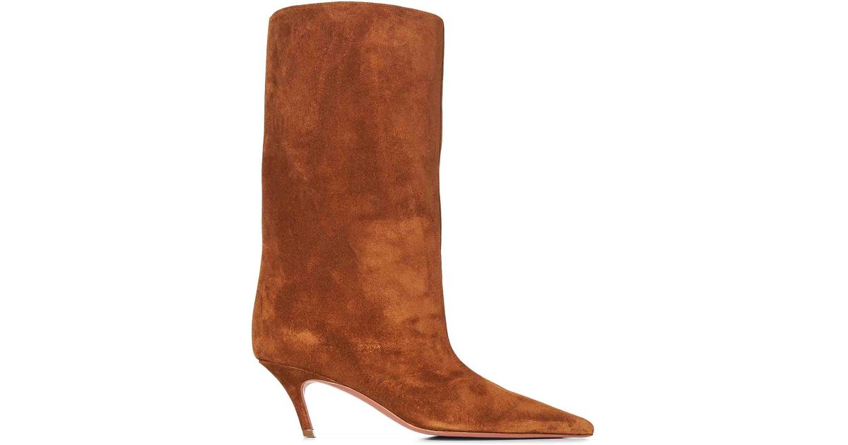 AMINA MUADDI Cognac-Colored Suede Calf Leather Fiona Boots in Brown | Lyst