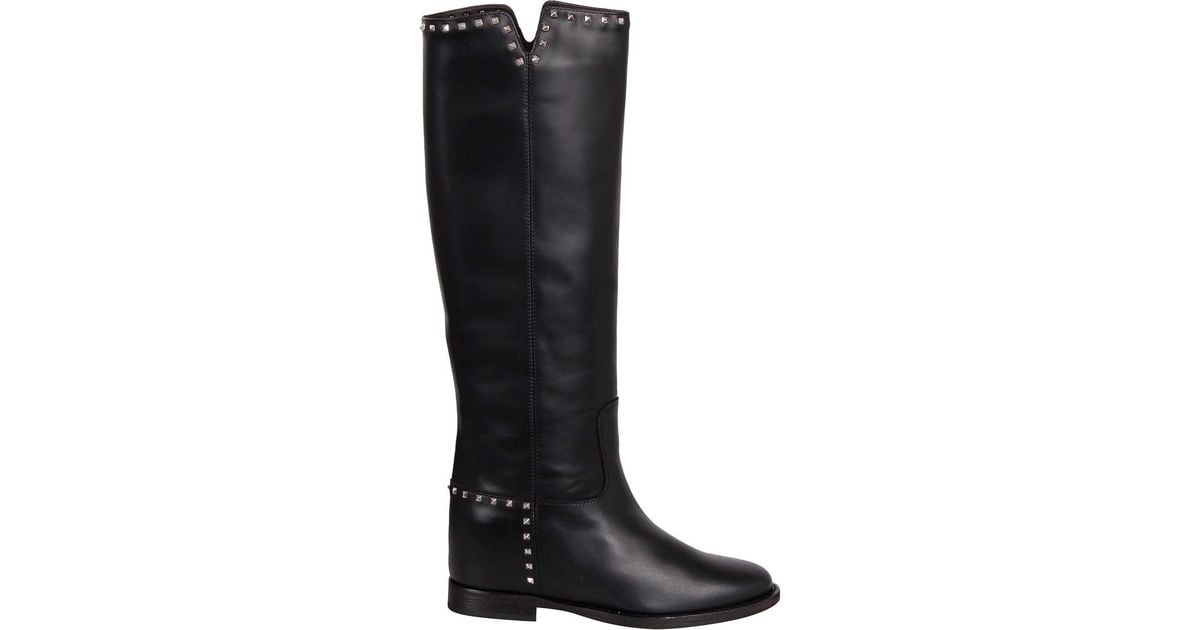 Via Roma 15 Internal Wedge Boot With Cut-Out Detail in Black | Lyst UK