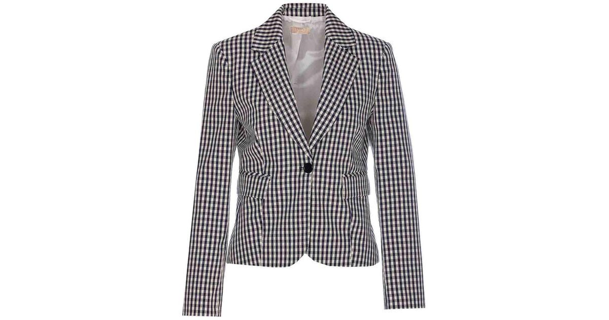 Liu Jo Check Motif Jacket in Blue | Lyst UK