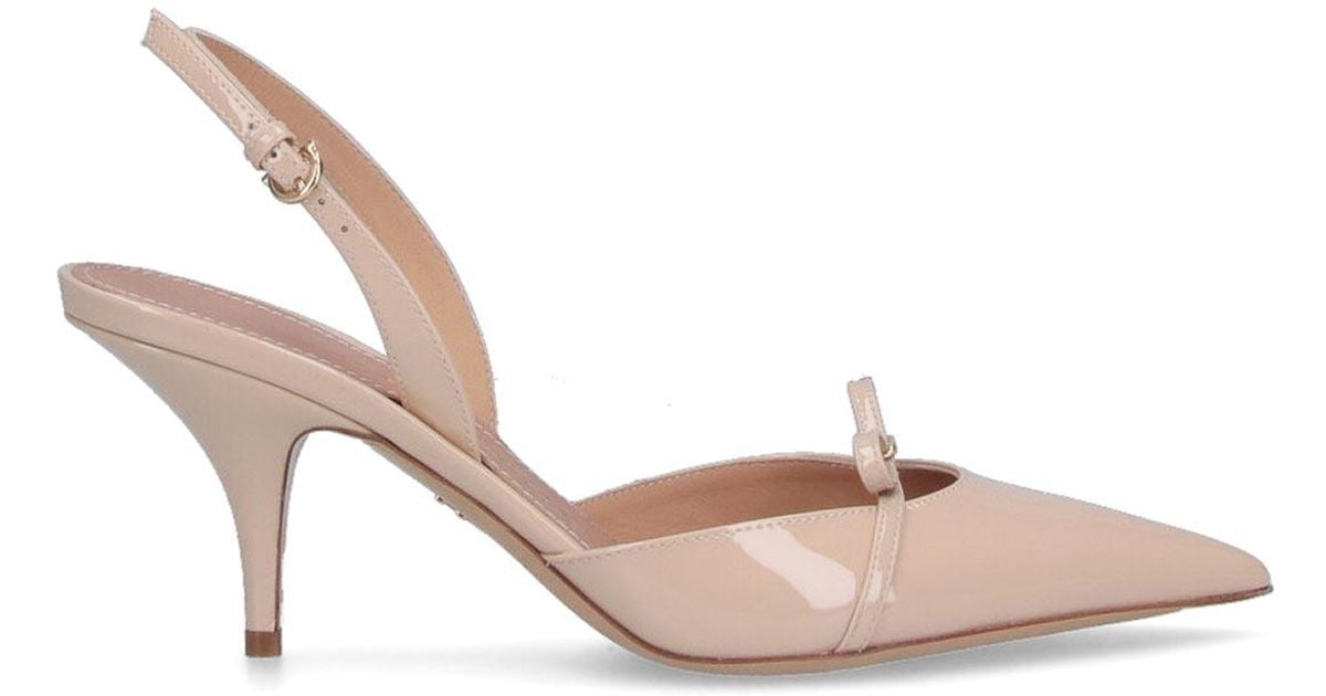 Ferragamo Pumps Slingback With Bow in Pink | Lyst