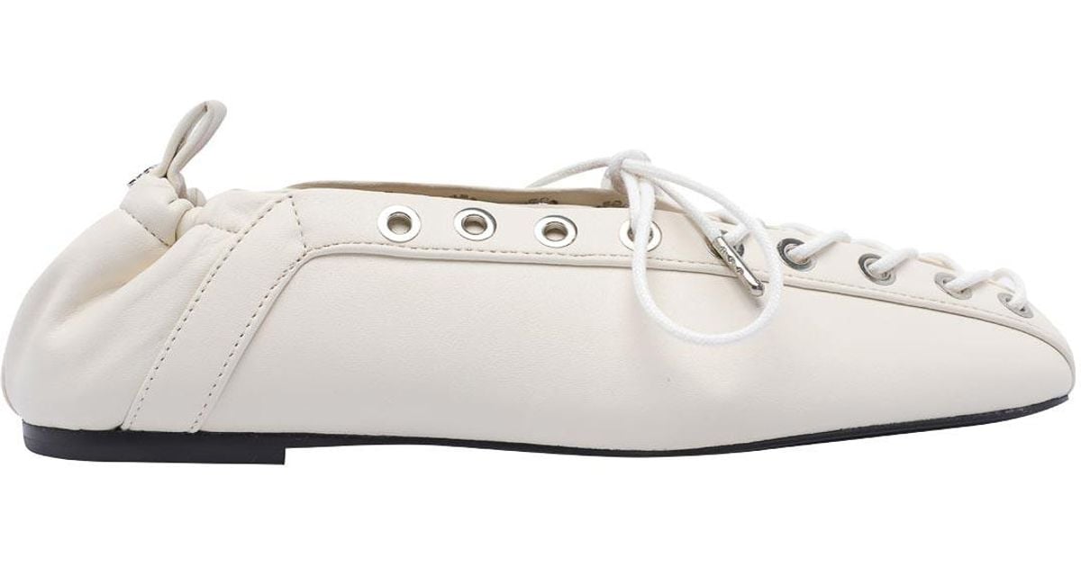 Ganni Eyelets Lace Up Ballets in White | Lyst